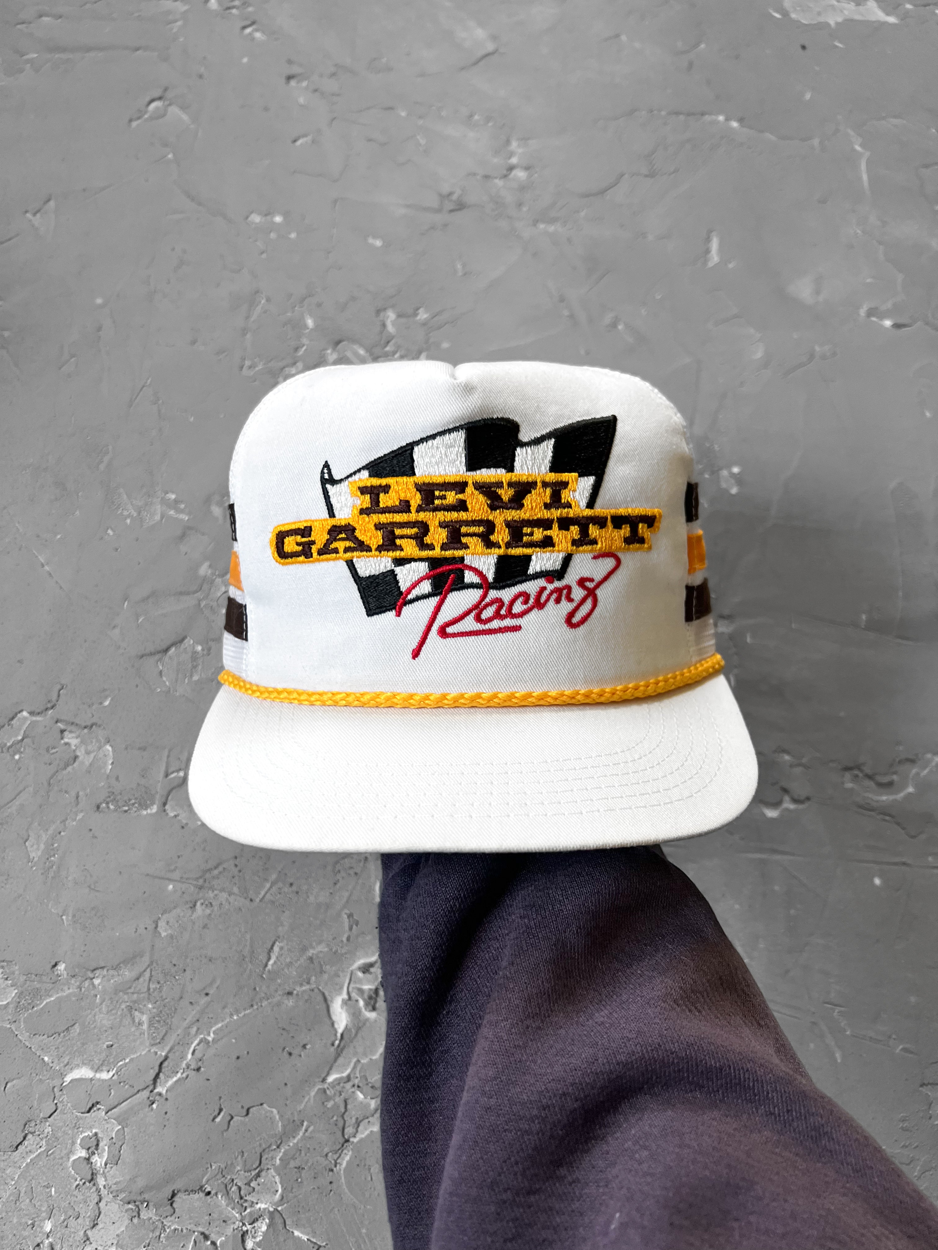 1980s Levi Garrett Racing 3 Stripe Rope Trucker Hat – From The Past
